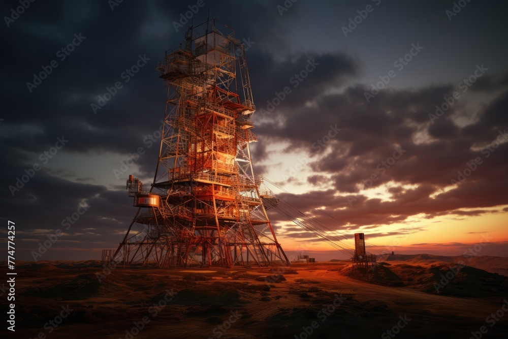 Meteorological tower under construction, a large tower for cellular ...