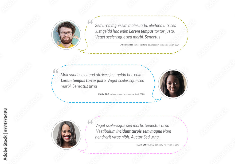 Testimonial review web section design schema template Stock Template ...