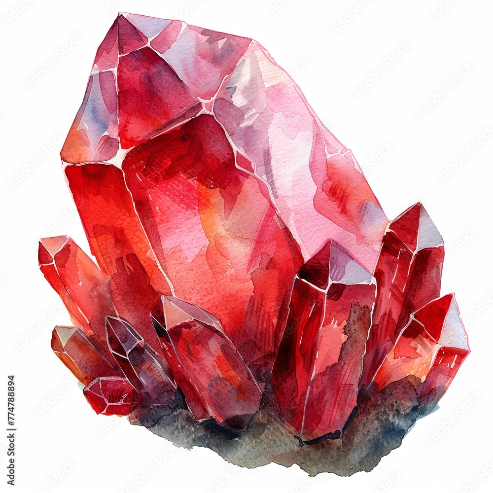 watercolor bloodstone gemstone, isolated on white background for ...