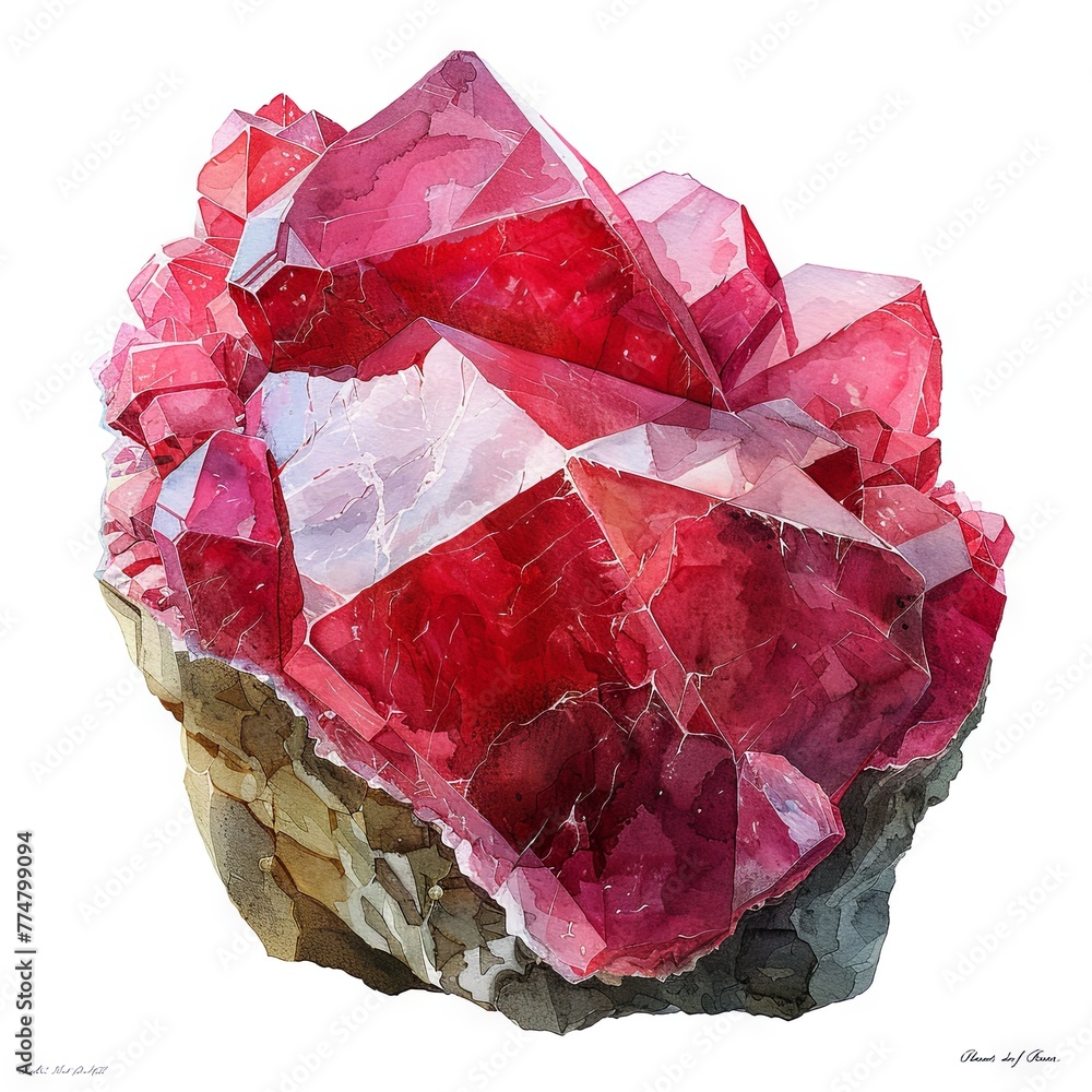 ภาพประกอบสต็อก watercolor raw bloodstone crytal isolated on white ...
