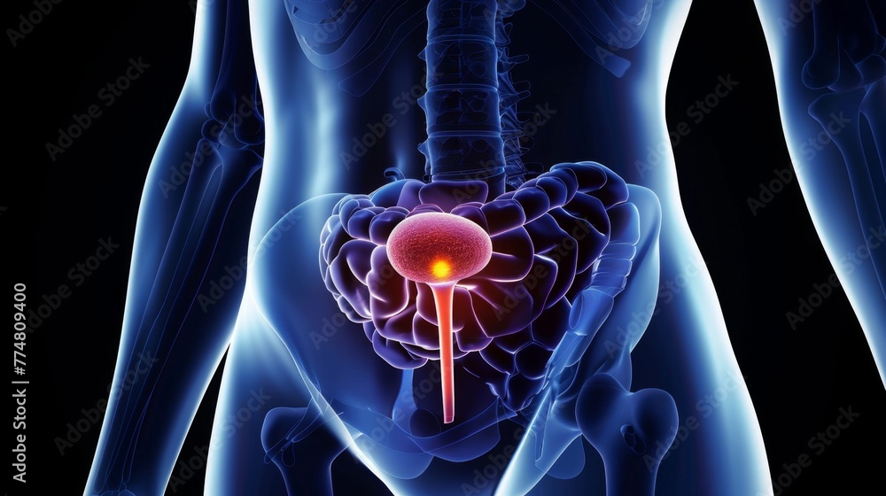 A precise diagram illustrating the anatomical structure of the prostate ...