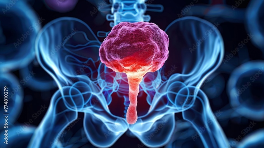 A simple, black-and-white outline of the prostate with a highlighted ...