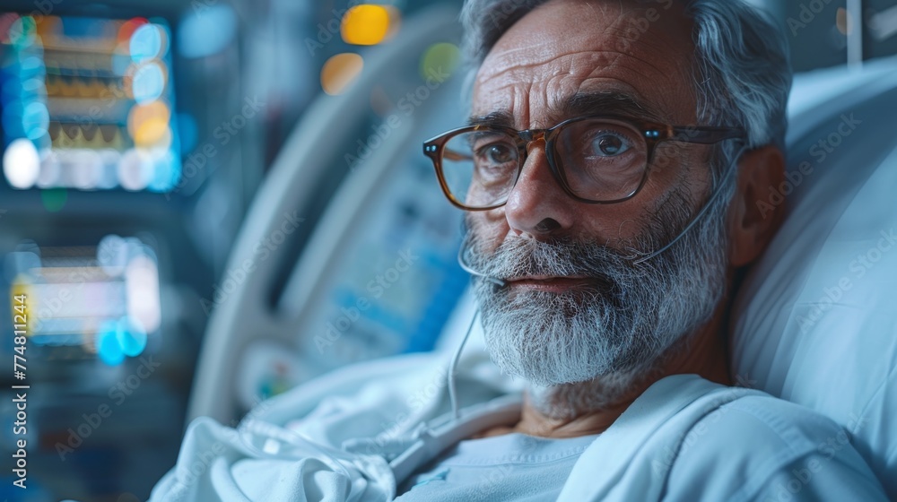 Suffering in silence, a gastric cancer patient lies in the sterile ...