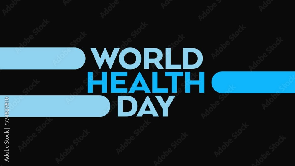 world health day colorful blue motion graphics seamlessly loopable text ...