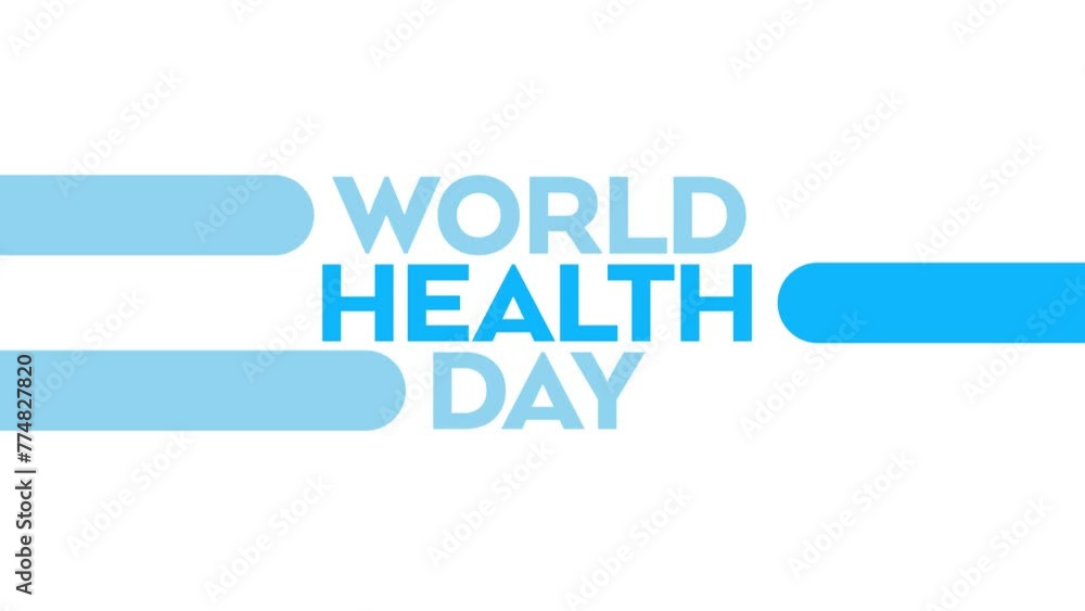 world health day colorful blue motion graphics seamlessly loopable text ...