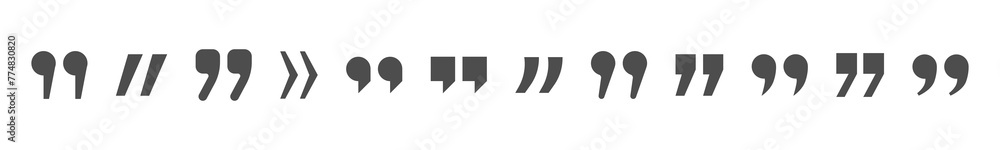 Set of quote mark. Quotemarks outline, inverted commas or talking marks ...