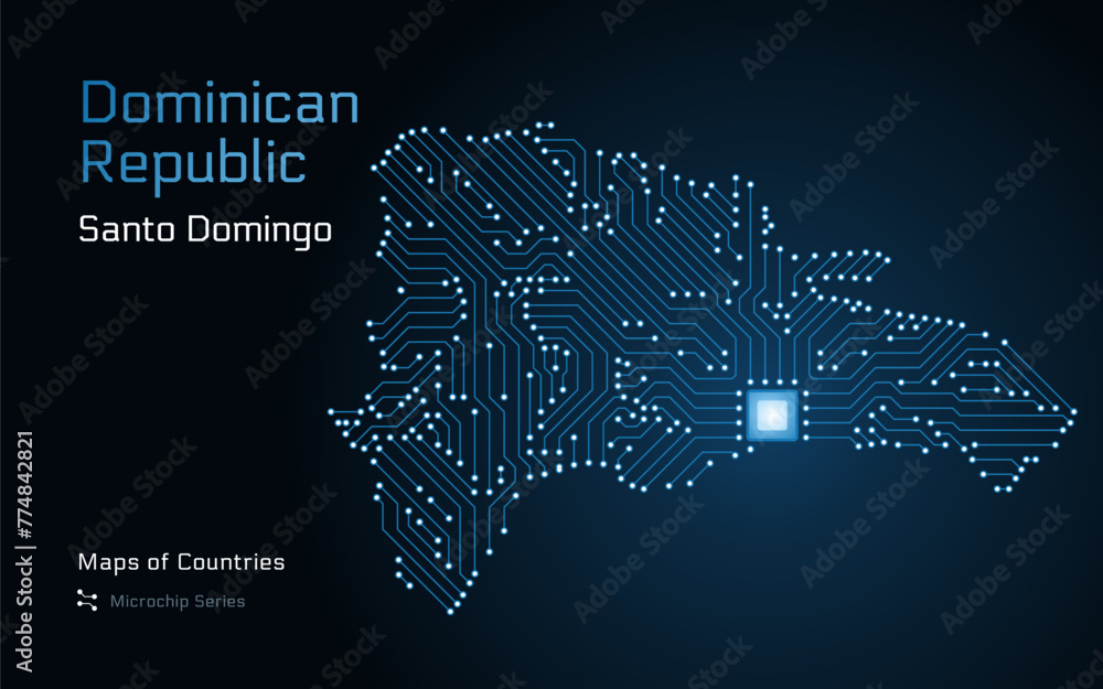 Dominican Republic Map with a capital of Santo Domingo Shown in a ...