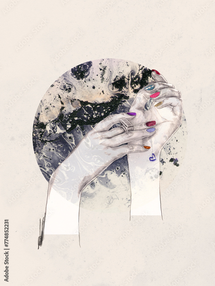 Drawing - Our Hands Touching Stock Illustration | Adobe Stock