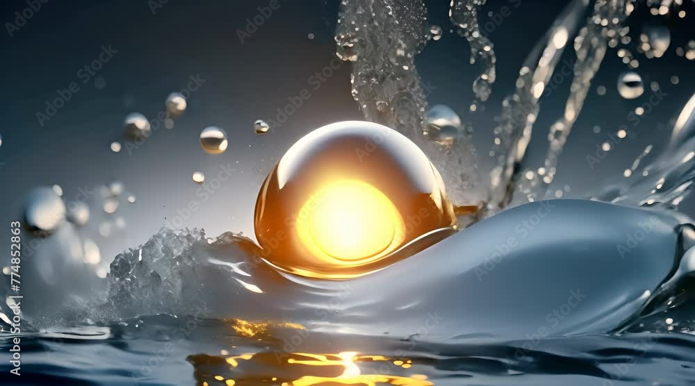 A glowing energy ball hovers above the rippling water, creating a ...