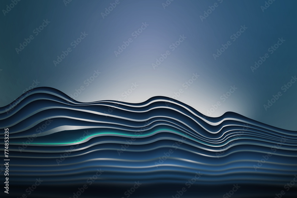 blue background Abstract line graphics of smooth surfaces with lines ...