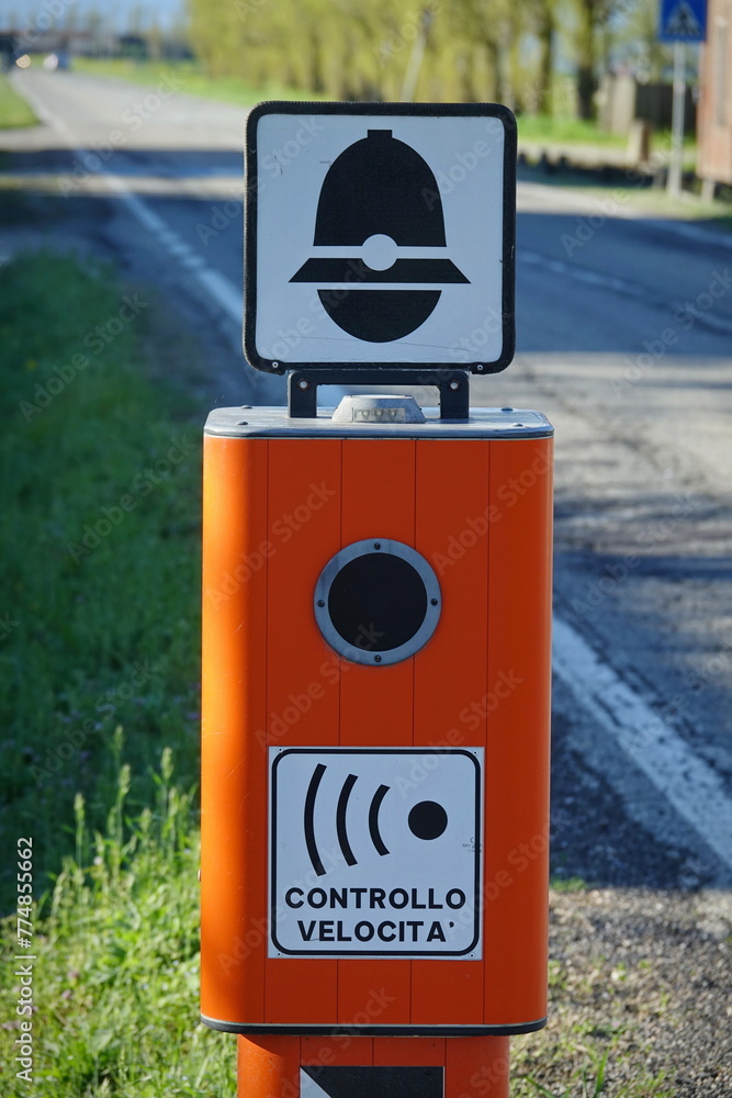 Traffic Enforcement Camera with TEXT that means electronic speed ...
