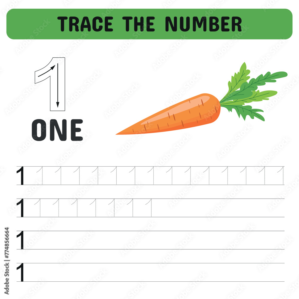 Vetor de Learning numbers for preschoolers. Handwriting practice. The ...