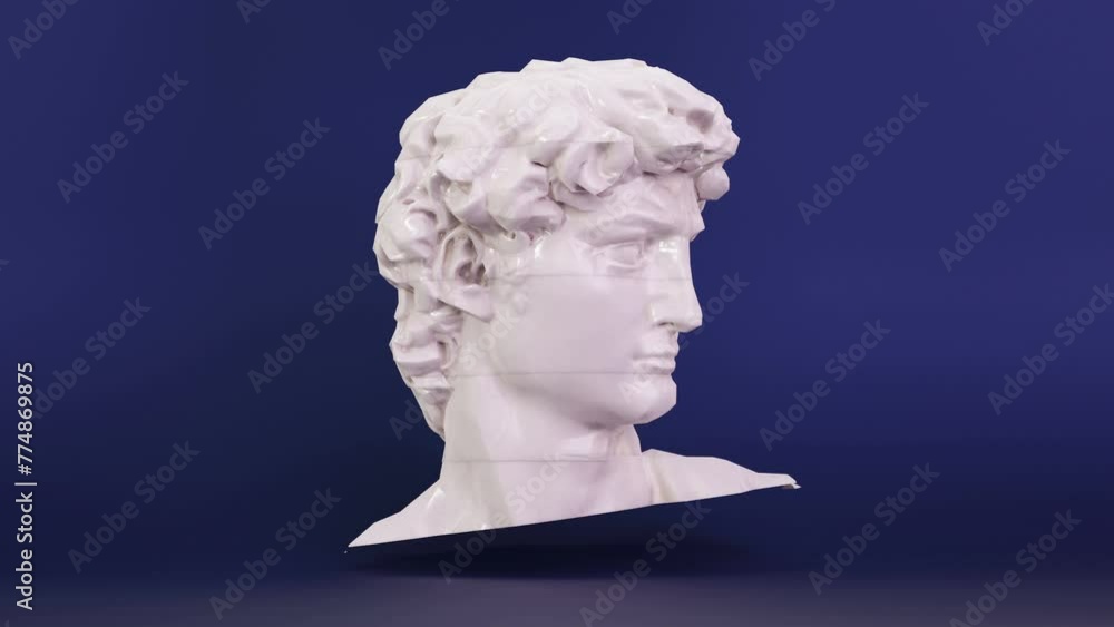 statue of david, 3d glitch of David head on blue background. Sculpture ...