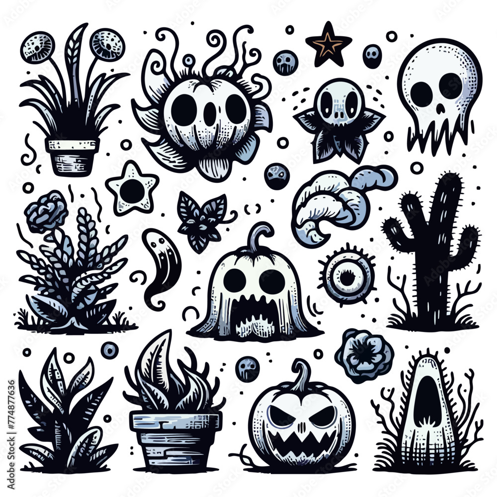 Vetor de set of collection of scary carnivorous zombie plants Vector ...