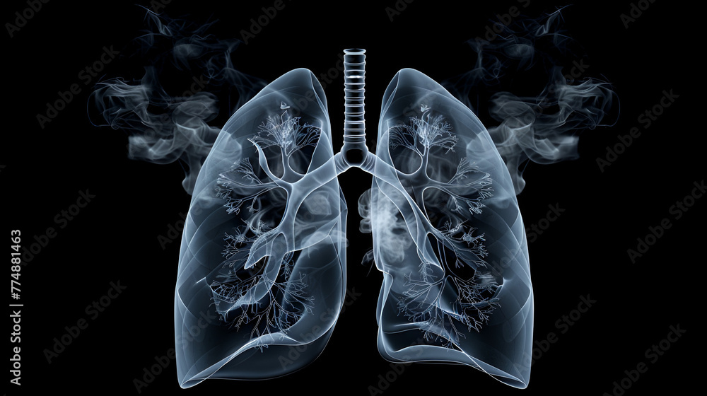 Transparent x ray shows anatomy of human lung gen Human respiratory ...
