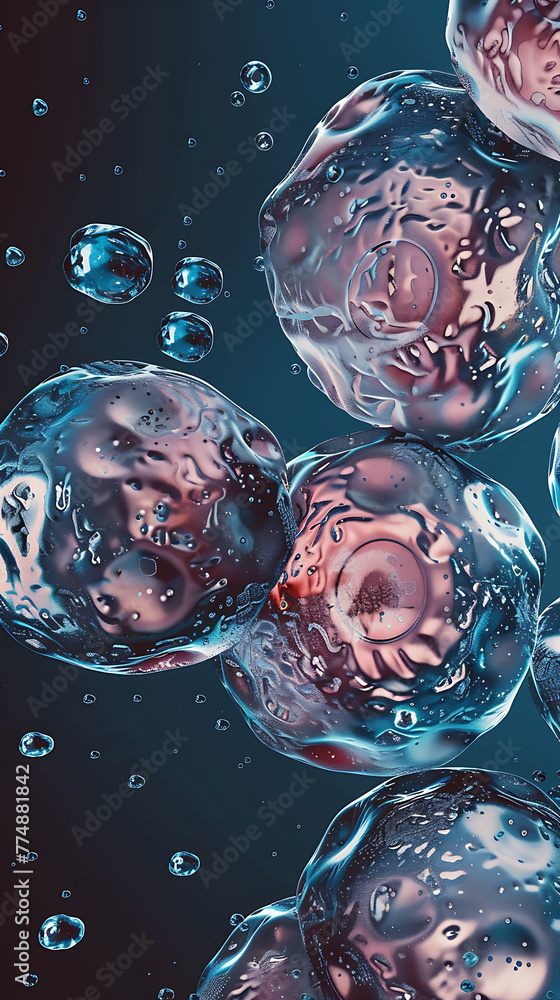 Generative AI science, gene, cell, dna, water, molecule, microscope ...