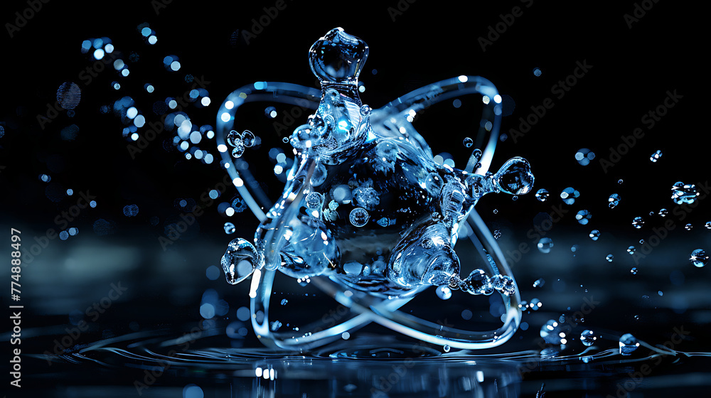 Generative AI science, gene, cell, dna, water, molecule, microscope ...