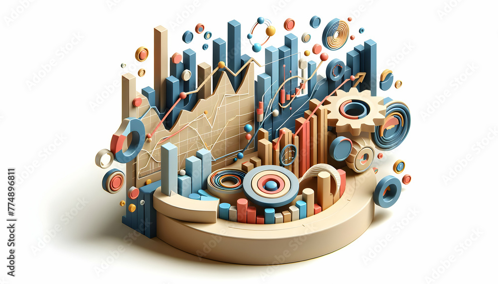 3d flat icon as Investment Horizon A financial chart with an upward ...