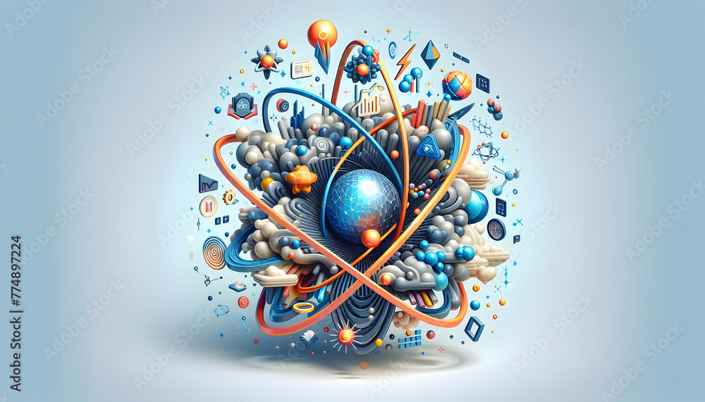 3d flat icon as Quantum Leap Subatomic particles and quantum phenomena ...