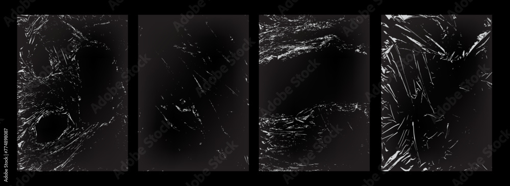 Set of polyethylene texture. Torn effect. Transparent stretched cling ...
