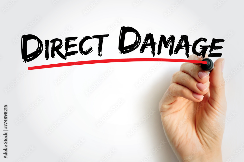 Direct Damage is physical damage to property, text concept background ...