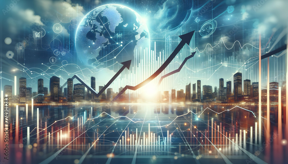 Investment Horizon A financial chart with an upward trend against an ...