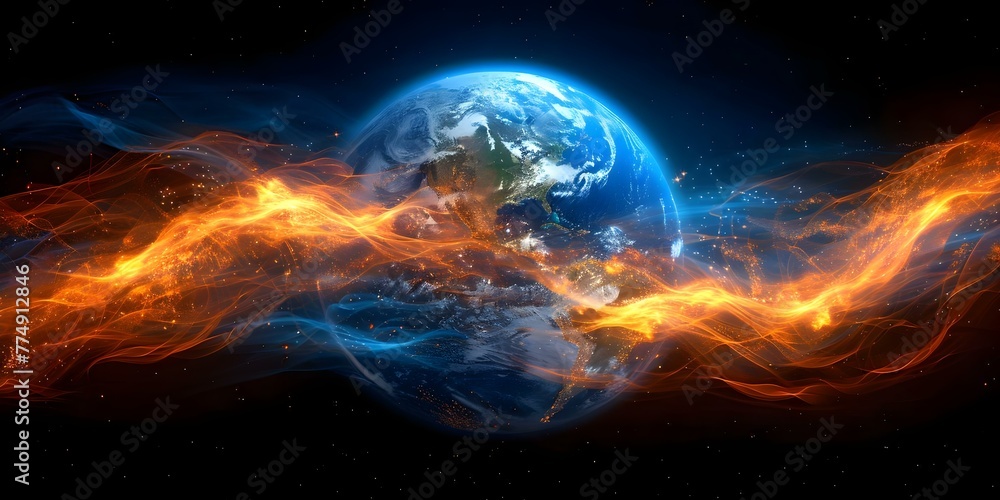 Visual representation of global network nodes interconnected for ...