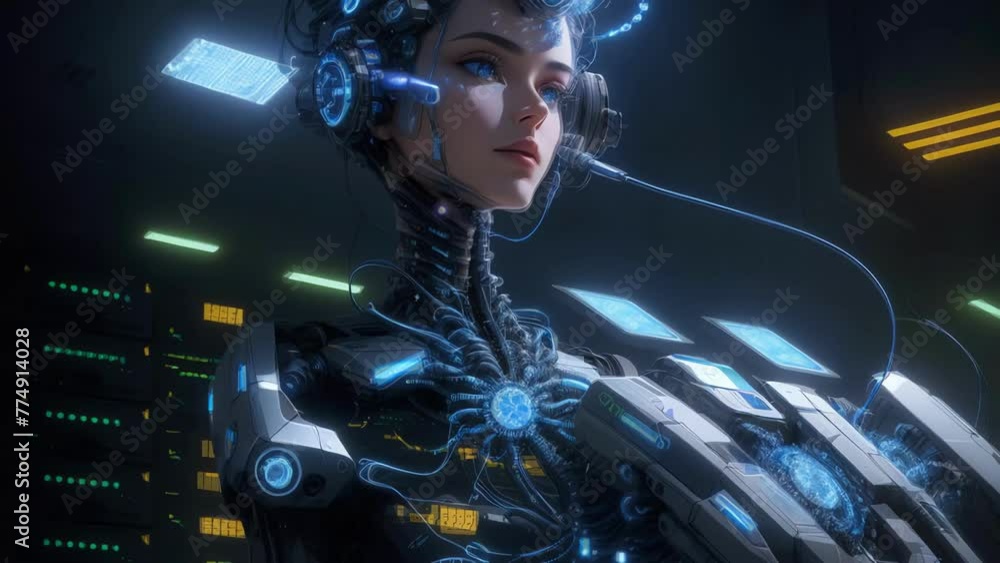 In a Server Room, a Luxurious Cyberpunk Interpretation of Artificial ...