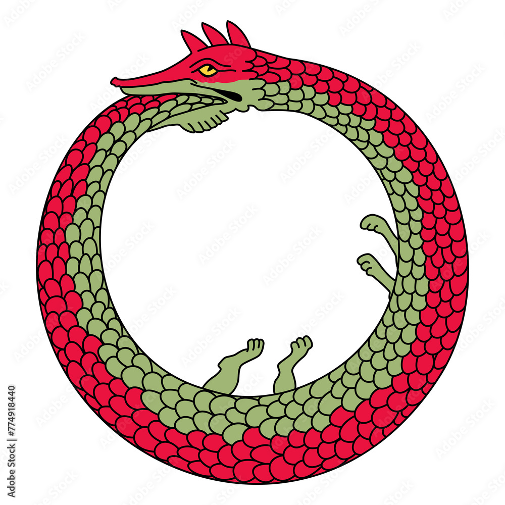 Ouroboros or uroboros, an ancient symbol for eternal cyclic renewal or ...