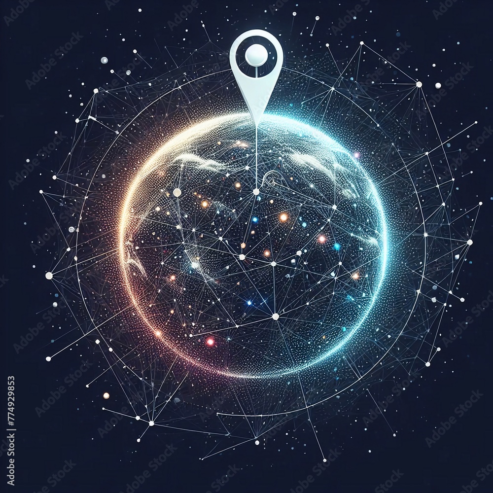 A digital depiction showcasing a stylized globe with an overlay of ...