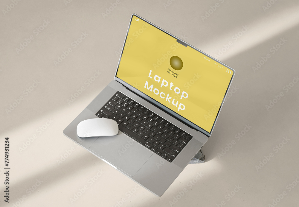 Wide Open Laptop Mockup Stock Template | Adobe Stock