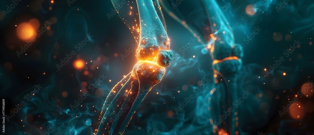 Illustrative animation of joint inflammation in human body showing ...