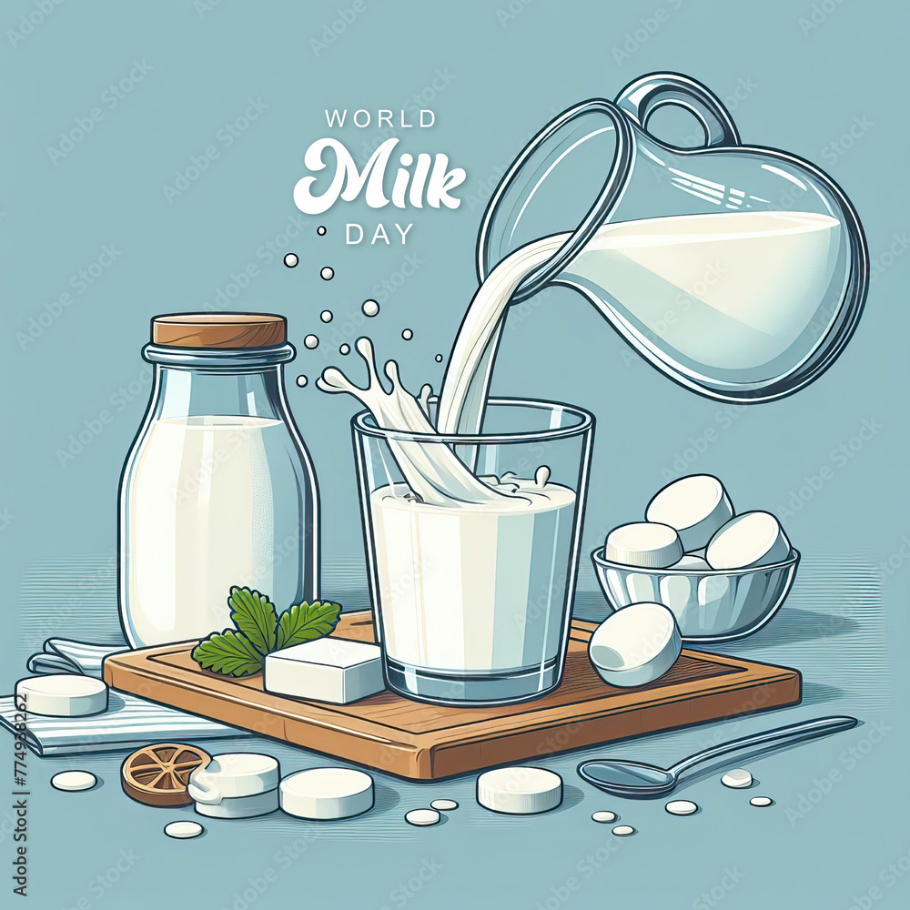 World Milk Day, Vector illustration, World Milk Day poster, Milk Day ...