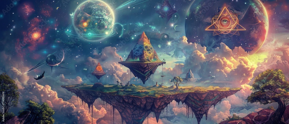 An otherworldly esoteric landscape where mystical paths lead to ...