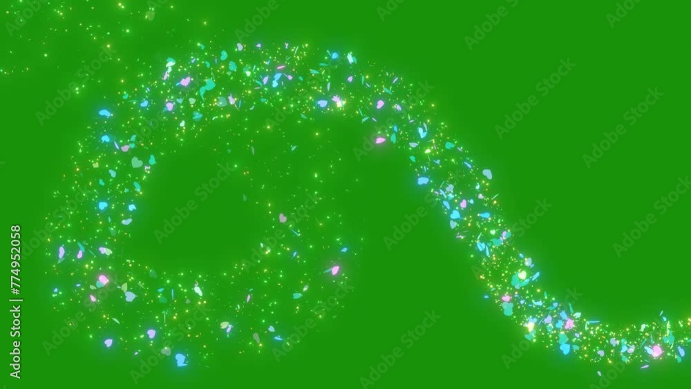 Abstract Animation Of Glitter Stars Particle Trail Over Green Screen ...