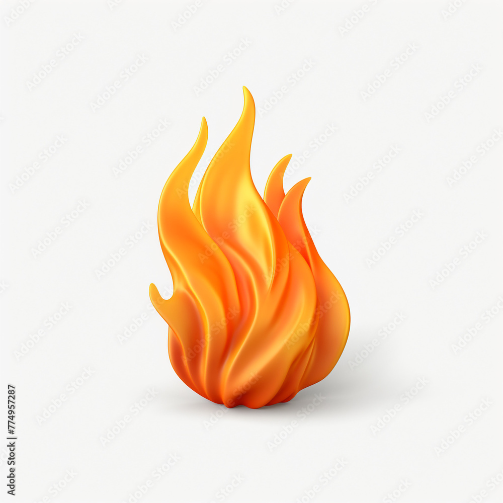 Small fire flame similar to emoji, 4K, with white background сreated ...