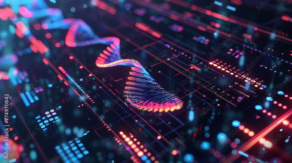 DNA Test and Genomic Data Visualization Infographic Stock Illustration ...