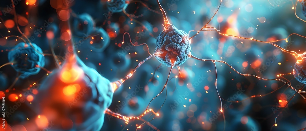 A detailed image showing a neurological map with highlighted areas related to various conditions ...