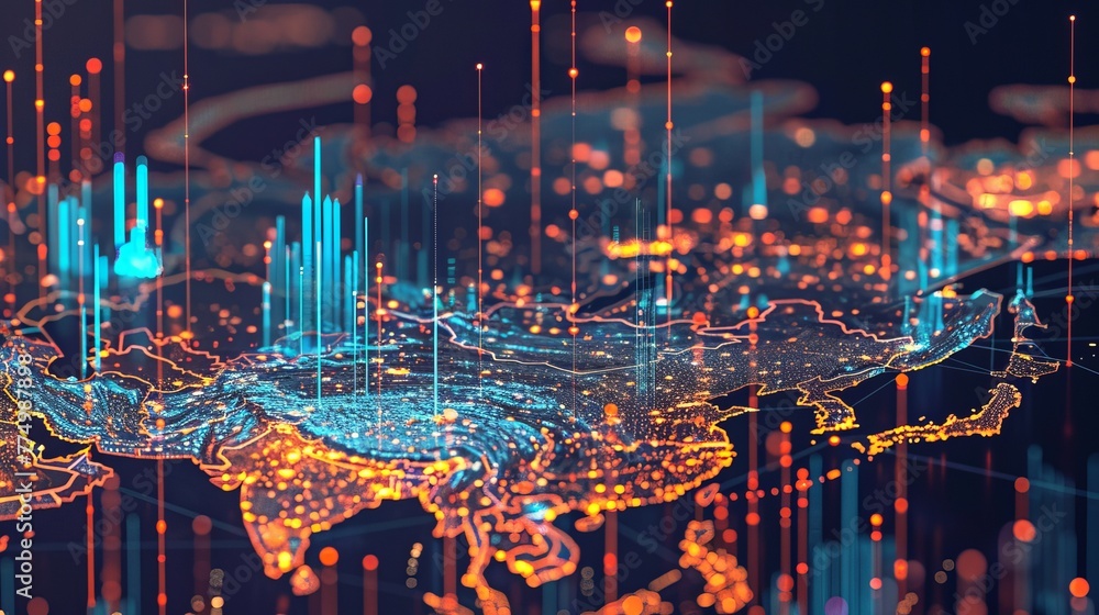 Worldmap Big Data Visualization and Machine Learning Stock Illustration ...