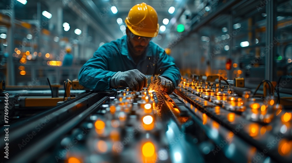 Diligent Factory Workers Operating Machinery in an Industrial Setting ...