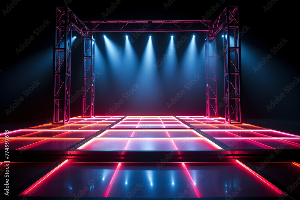 Modern dance stage light background with spotlight illuminated for ...