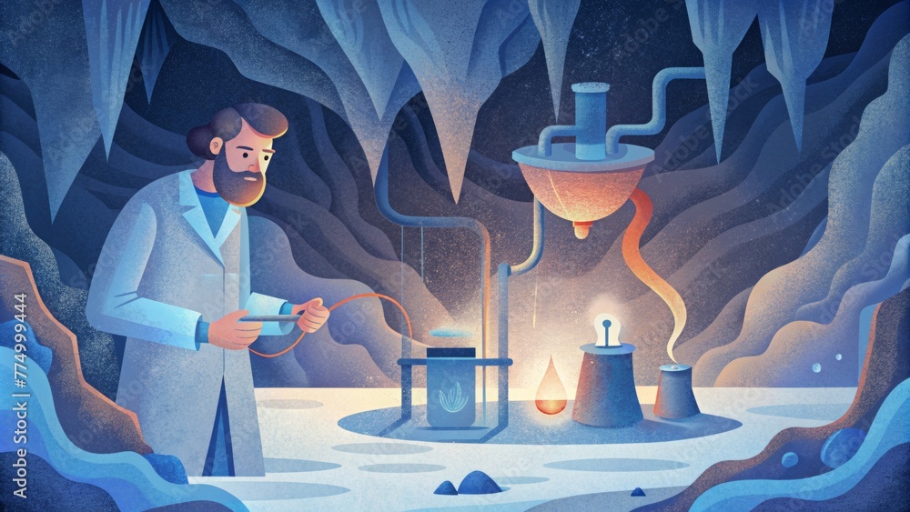 Deep in a subterranean research lab a geothermal energy scientist ...