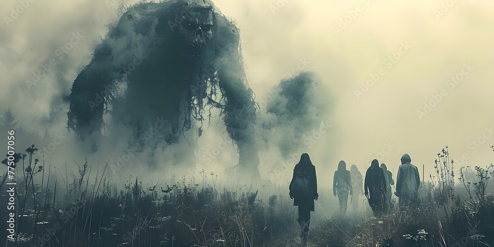 Fighting Evil: Silhouettes of Monsters in a Creepy Horror Setting ...