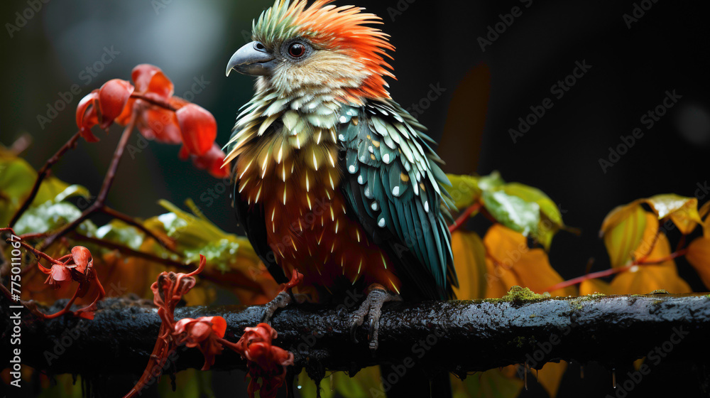 A rare and enchanting Resplendent Quetzal, nestled among emerald-green ...