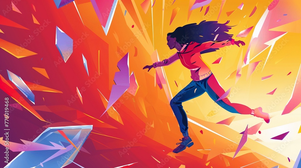 Breaking Barriers Design a banner featuring an illustration of a woman ...