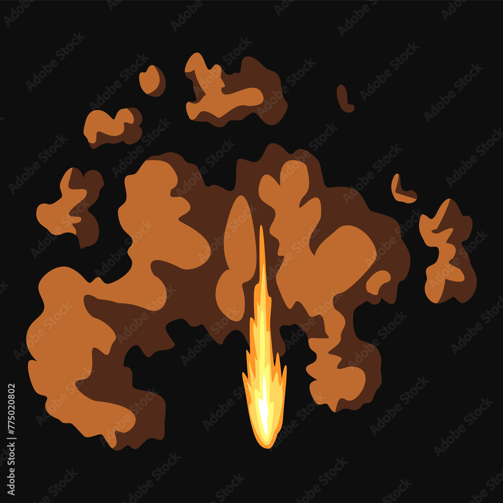 Gun flashe or gunshot animation. Fire explosion effect during the shot ...