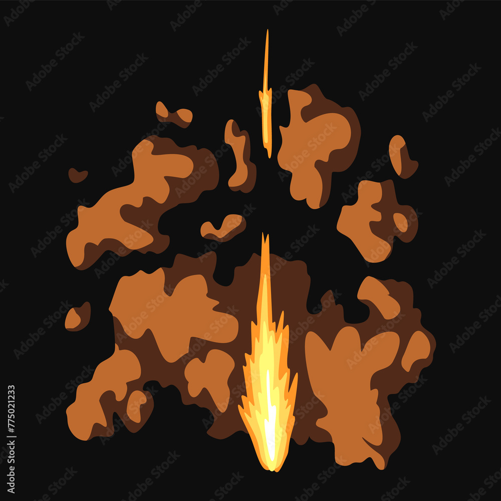Gun flashe or gunshot animation. Fire explosion effect during the shot ...