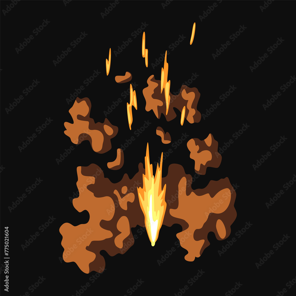 Gun flashe or gunshot animation. Fire explosion effect during the shot ...