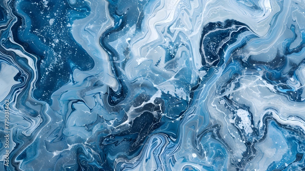 Ethereal and Icy Blue Marble Texture with Swirling White Patterns ...
