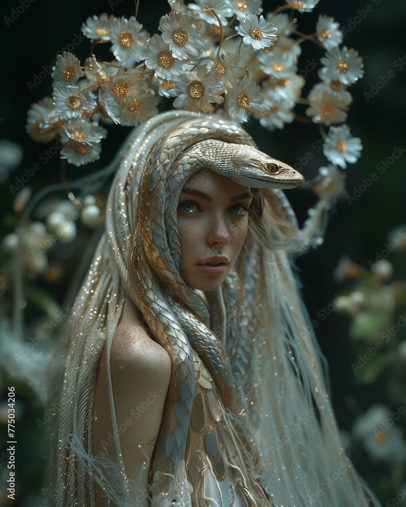 Gorgon, Mythical Creature. Image of beautiful medusa gorgon. Woman ...